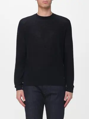 Emporio Armani Wool And Silk Blend Crew Neck Pullover - Navy