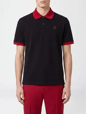 Versace Embroidered Medusa Logo Cotton Polo Shirt With Contrast Trims - Black