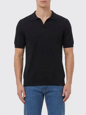 Tagliatore Cotton Knit Polo Shirt - Black