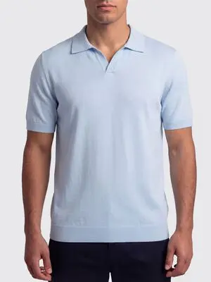 Tagliatore Cotton Knit Polo Shirt Blue