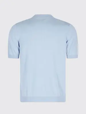 Tagliatore Cotton Knit Polo Shirt - Blue