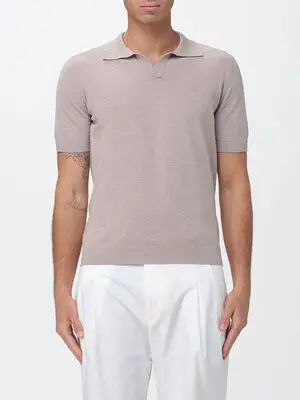 Tagliatore Cotton Knit Polo Shirt Brown