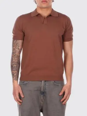 Tagliatore Cotton Knit Polo Shirt Burnt