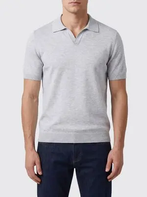 Tagliatore Cotton Knit Polo Shirt Grey