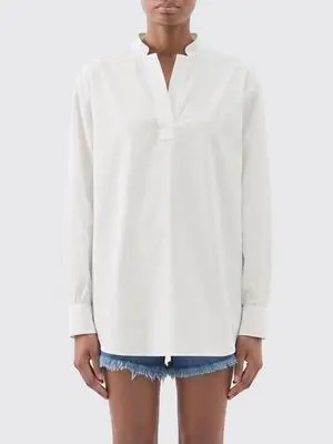 Valentino Garavani Relaxed Fit Cotton Poplin V-neck Shirt - White
