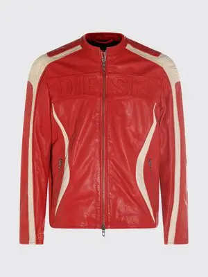 DIESEL® Leather Jacket With Contrasting Panels