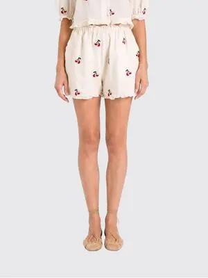 TWINSET Ramie Shorts With Embroidery - Cherry