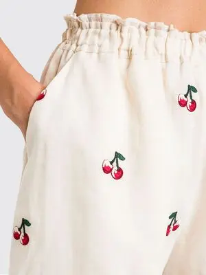TWINSET Ramie Shorts With Embroidery