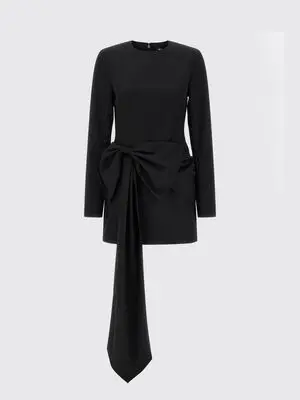 ROTATE BY BIRGER CHRISTENSEN Wool Blend Mini Dress With Bow Appliqu