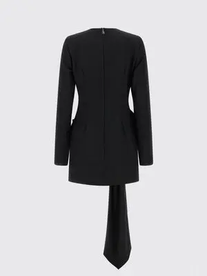 ROTATE BY BIRGER CHRISTENSEN Wool Blend Mini Dress With Bow Appliqu