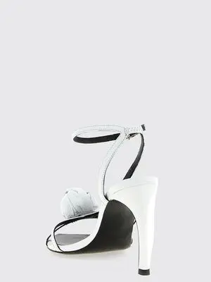 ROTATE BY BIRGER CHRISTENSEN Leather Stiletto Sandals With Knot Detailing - White