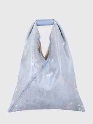 MAISON MARGIELA Japanese Denim Print Leather Bag - Blue