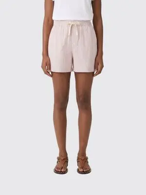 ROBERTO COLLINA Striped Crinkled Viscose Blend Shorts - Pink