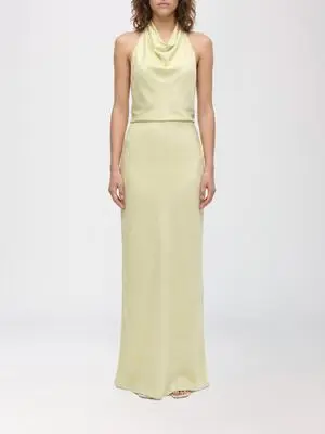 Simkhai Reannon Long Satin Halterneck Dress - Green