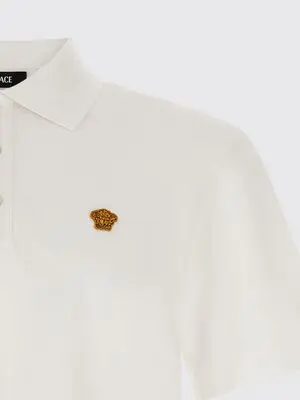 Versace Medusa Logo Cotton Polo Shirt With Ribbed Collar