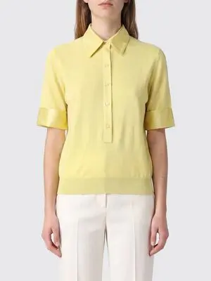 SEMICOUTURE Silk And Virgin Wool Knit Polo Shirt - Yellow