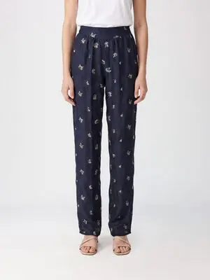 FORTE_FORTE Silk Floral Print Trousers - Blue