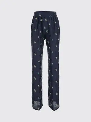 FORTE_FORTE Silk Floral Print Trousers - Blue
