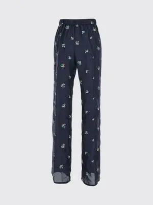 FORTE_FORTE Silk Floral Print Trousers - Blue