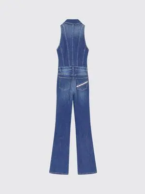 Elisabetta Franchi Denim Jumpsuit With Zip Closure And Adjustable Straps