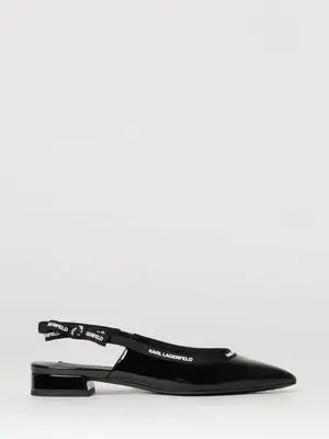 Karl Lagerfeld Patent Leather Slingback Ballerinas - Black