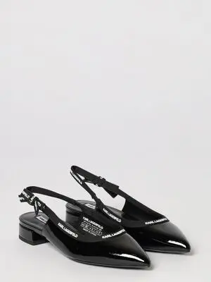 Karl Lagerfeld Patent Leather Slingback Ballerinas - Black