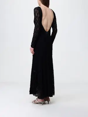 FORTE_FORTE Stretch Lace Long Sleeve Maxi Dress - Black