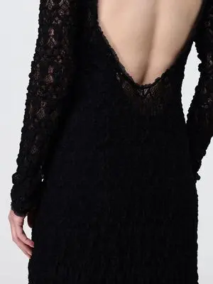 FORTE_FORTE Stretch Lace Long Sleeve Maxi Dress - Black