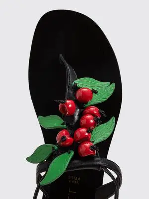 TWINSET Leather Sandals With Cherries