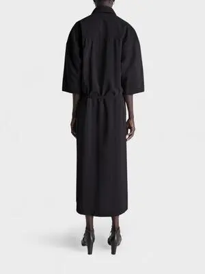 LEMAIRE Silk Blend Midi Shirt Dress With Oversized Fit And Wrap Style