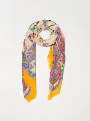 Etro Paisley Print Cashmere Blend Scarf