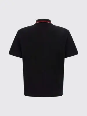 Versace Greca Pattern Cotton Polo Shirt With Contrast Embroidered Logo - Black