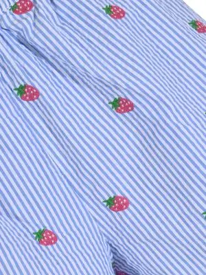 MC2 SAINT BARTH Striped Cotton Shorts With Fruit Print - Multicolor