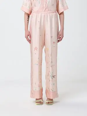 FORTE_FORTE Silk Palazzo Trousers With Floral Print - Pink