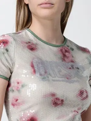 DIESEL® Sequin Rose Print T-shirt
