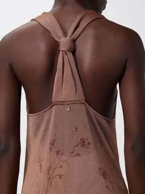 Liu Jo Viscose Long Dress With Floral Print - Leather