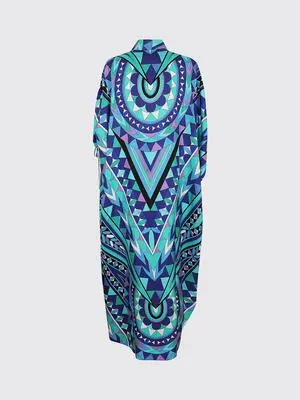 Emilio Pucci Geometric Print Silk Midi Chemisier Dress