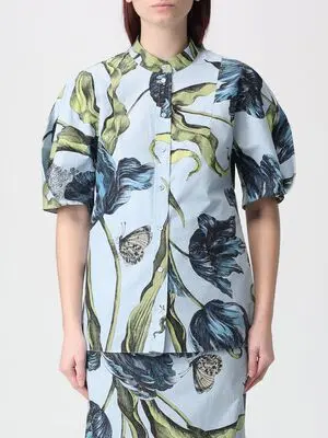 Erdem Printed Shirt With Puff Sleeves - Blue