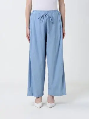 MEIMEIJ Cotton Palazzo Trousers With Drawstring - Gnawed Blue