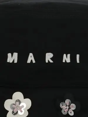 Marni Nylon Bucket Hat With Applied Flowers