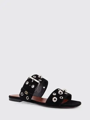 Valentino Garavani Suede Sandals With Metallic Eyelets