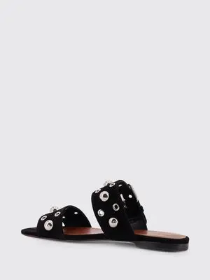 Valentino Garavani Suede Sandals With Metallic Eyelets