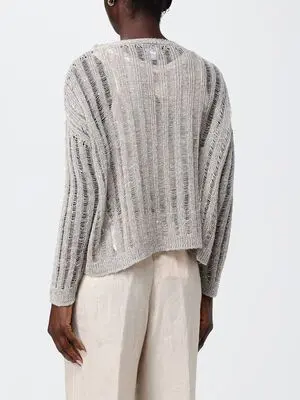 120% Lino Openwork Knit Top - Walnut