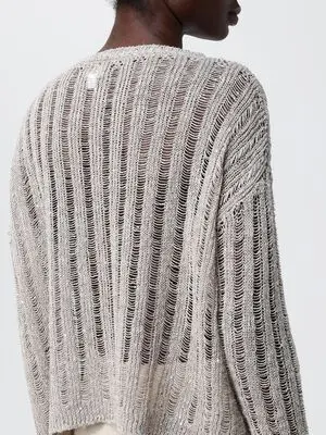 120% Lino Openwork Knit Top - Walnut