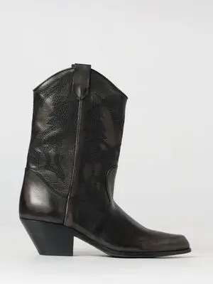 VIC MATIE Leather Boots With Contrast Stitching - Black