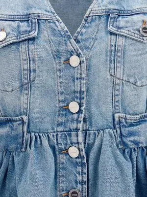 GANNI V-neck Denim Peplum Top - Gnawed Blue