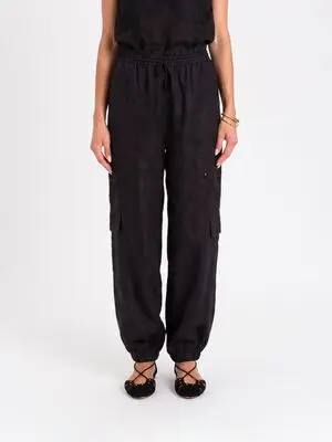 TWINSET Linen Cargo Trousers - Black