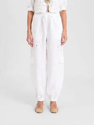 TWINSET Linen Cargo Trousers - White