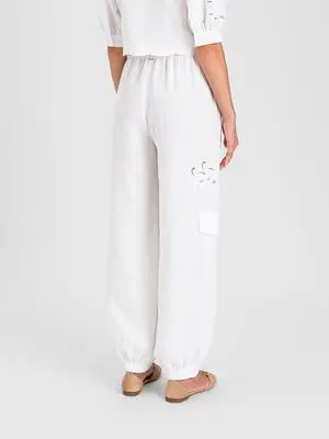 TWINSET Linen Cargo Trousers - White