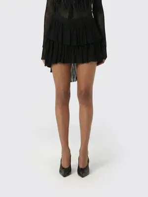 Blumarine Blumarine Pleated Tiered Asymmetrical Mini Skirt Black